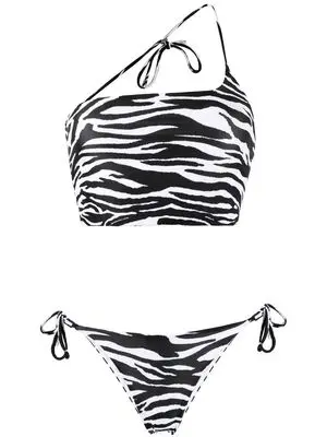 Attico Zebra-print Asymmetric Bikini