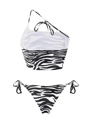 Attico Zebra-print Asymmetric Bikini
