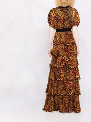 Roberto Cavalli Leopard-print Long Evening Dress