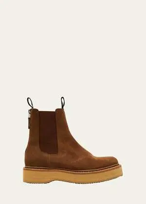 R13 Single Stack Suede Chelsea Boots - Brown Suede