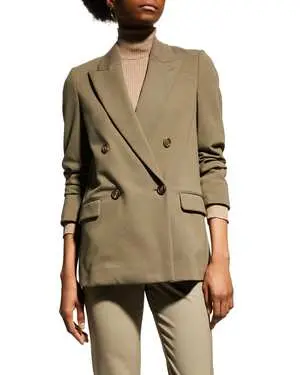 Brunello Cucinelli Monili-trim Felpa Jersey Blazer Jacket - C7133 Military