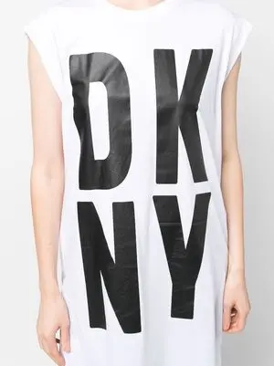 Dkny Logo-print Tunic Top - White