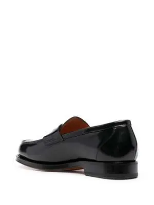 Santoni Slip-on Leather Loafers - Black