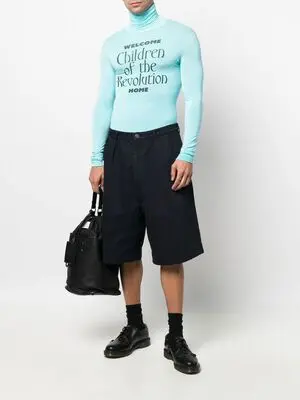 Raf Simons Pleat-detail Bermuda Shorts - Blue
