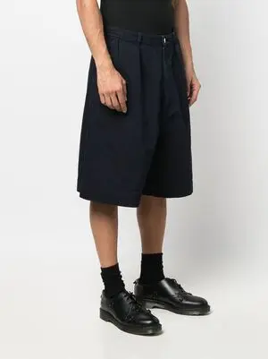 Raf Simons Pleat-detail Bermuda Shorts - Blue