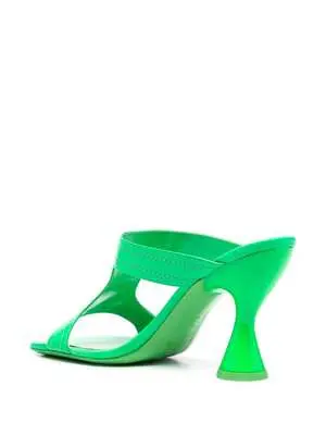 By Far Leather Mid Heel Sandals - Green