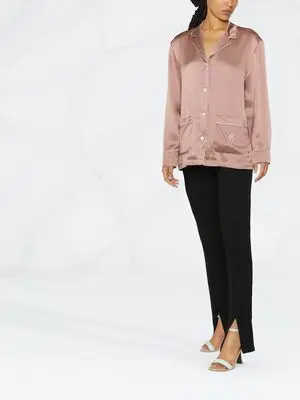 Dolce & Gabbana Logo-embroidered Silk Pajama Top - Pink
