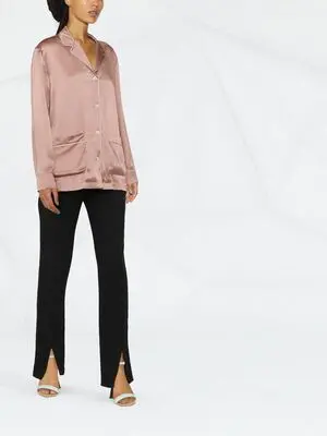 Dolce & Gabbana Logo-embroidered Silk Pajama Top - Pink