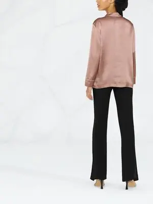 Dolce & Gabbana Logo-embroidered Silk Pajama Top - Pink