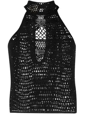 THE GARMENT Crochet-knit Halterneck Top - Black