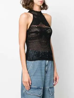 THE GARMENT Crochet-knit Halterneck Top - Black