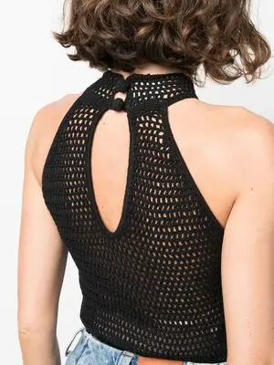THE GARMENT Crochet-knit Halterneck Top - Black