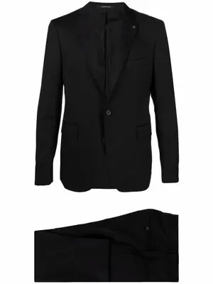 Tagliatore Fitted Single-breasted Suit - Black