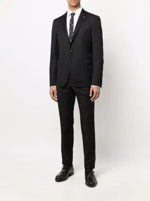 Tagliatore Fitted Single-breasted Suit - Black