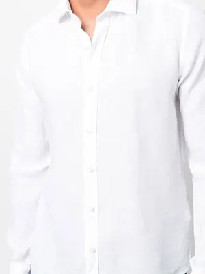 TINTORIA MATTEI 954 Cutaway Collar Linen Shirt