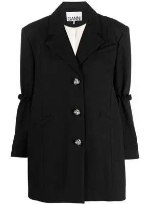 GANNI Oversized Single-breasted Blazer - Black