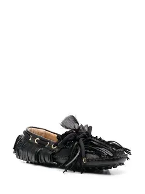 13 09 SR Leather Fringe Loafers - Black