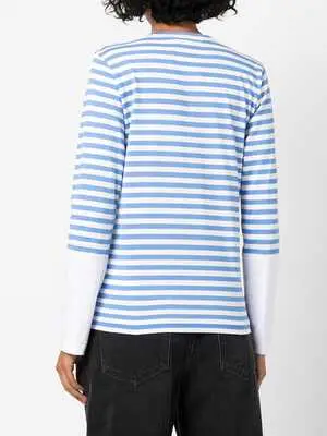 Play Comme Des Garcon Heart-patch Striped T-shirt - Blue