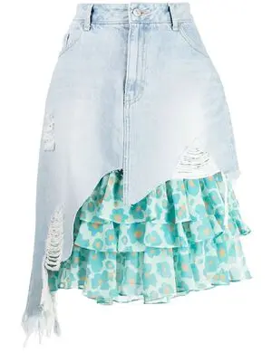 SJYP Distressed Tiered Denim Skirt
