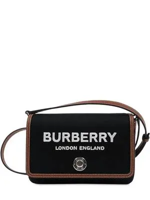 Burberry Small Hampshire Canvas & Leather Bag - Black