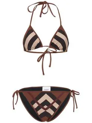 Burberry Cobb Printed Triangle Bikini Set - Dk Birch Brown