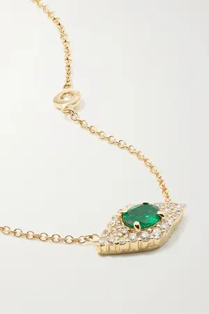 Jacquie Aiche 14-karat Emerald And Diamond Necklace - Gold
