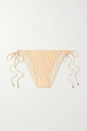 Peony Net Sustain Striped Stretch-econyl Bikini Briefs - Yellow