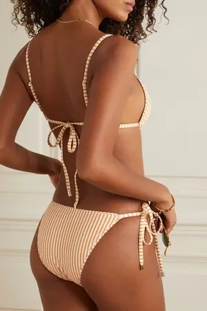 Peony Net Sustain Striped Stretch-econyl Bikini Briefs