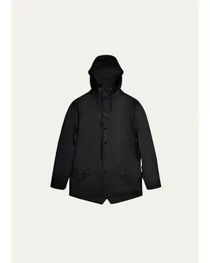 Rains Snap-front Hooded Rain Jacket - Black