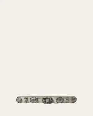 Ralph Lauren Casted Concho Leather Belt - Cream