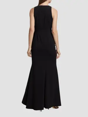 Badgley Mischka Odessa Asymmetric Sleeveless Column Ruffle-skirt Gown