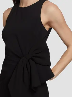 Badgley Mischka Odessa Asymmetric Sleeveless Column Ruffle-skirt Gown