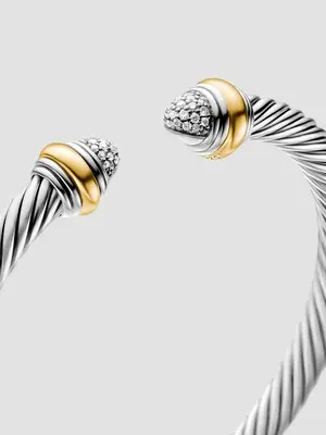 David Yurman Classic Cable Bracelet In Sterling - Diamond