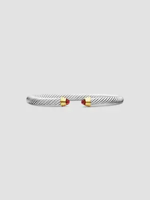 David Yurman Classic Cable Bracelet In Sterling Silver Garnet