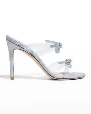 STUART WEITZMAN Sw Bow 100mm Slide Sandals Clear Crystal