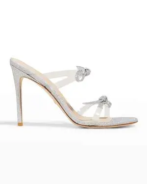 STUART WEITZMAN Sw Bow 100mm Slide Sandals Clear Silver