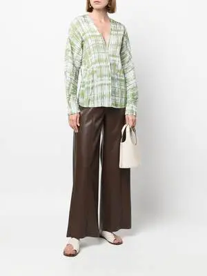 Vince Tie-dye Long-sleeve Silk Blouse