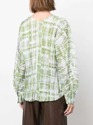 Vince Tie-dye Long-sleeve Silk Blouse