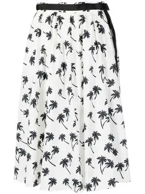 Moncler Palm Tree Print Midi Skirt - Neutrals