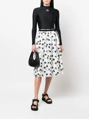 Moncler Palm Tree Print Midi Skirt