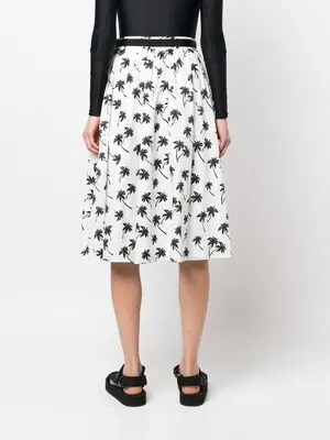 Moncler Palm Tree Print Midi Skirt
