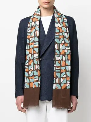 BARBA NAPOLI Geometric-print Fringed Scarf