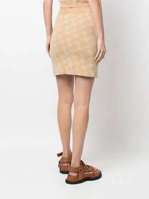 Rokh Monogram Pattern Knit Skirt - Neutrals