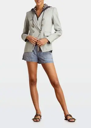 Veronica Beard Miller Double-breasted Dickey Jacket Seaglass