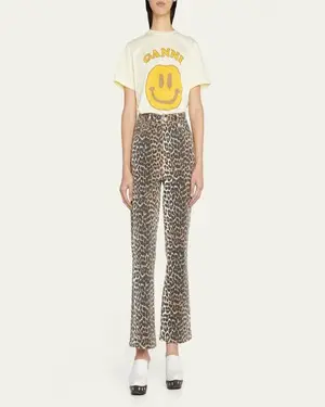 GANNI Betzy Bootcut Jeans - Leopard