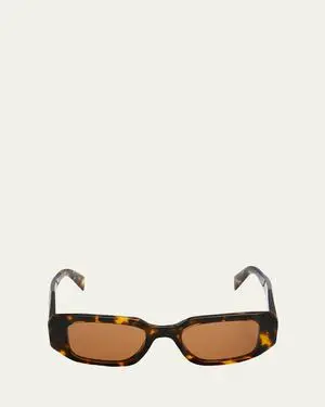 Prada Prada Rectangle Acetate Sunglasses Dark Brown