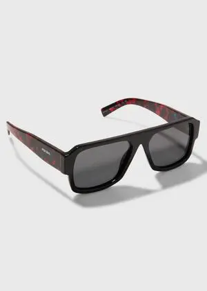 Prada Prada Rectangle Acetate Sunglasses Dark Grey