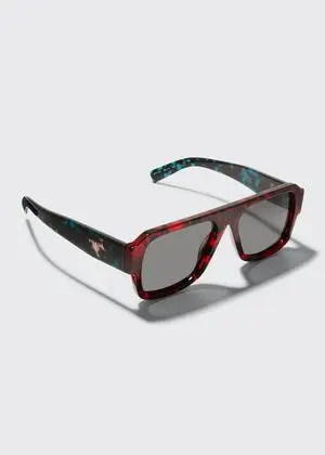 Prada Prada Rectangle Acetate Sunglasses Havana Red