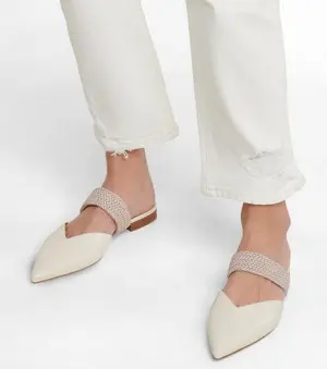 MALONE SOULIERS Maisie Leather Slippers - White