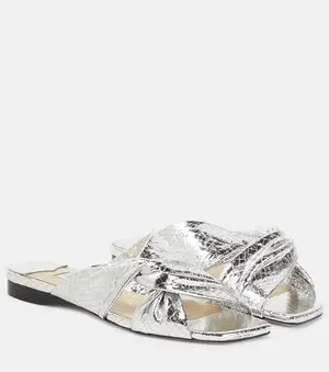 JIMMY CHOO Narisa Flat Leather Sandals